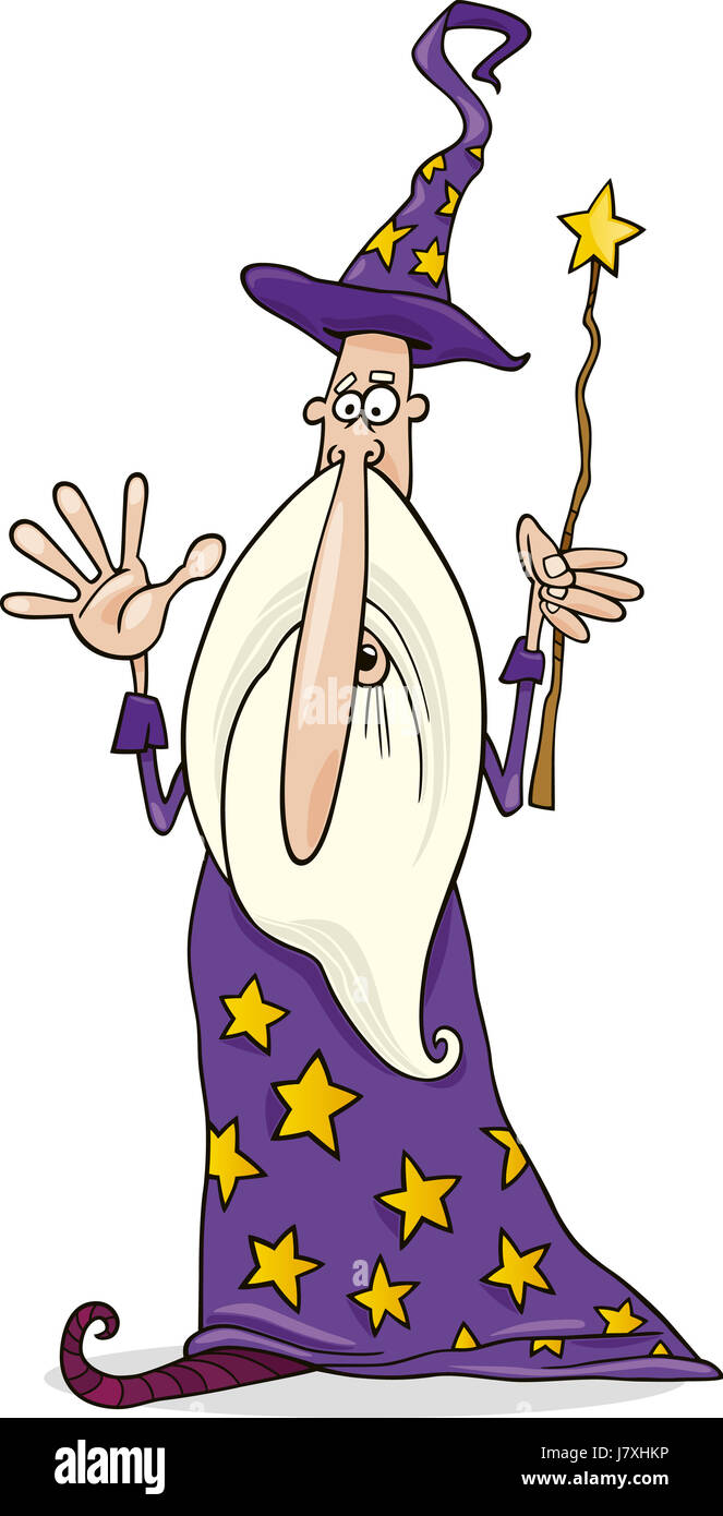 Fantasy Illustration Zauberer Magus Zauberer Zauberstab Cartoon ...
