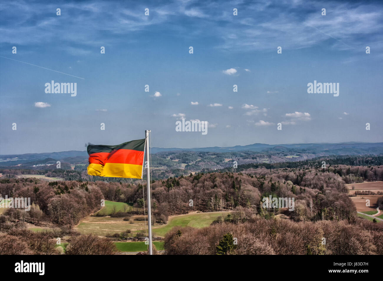 German Flag Blowing In Wind Stockfotos und -bilder Kaufen - Alamy
