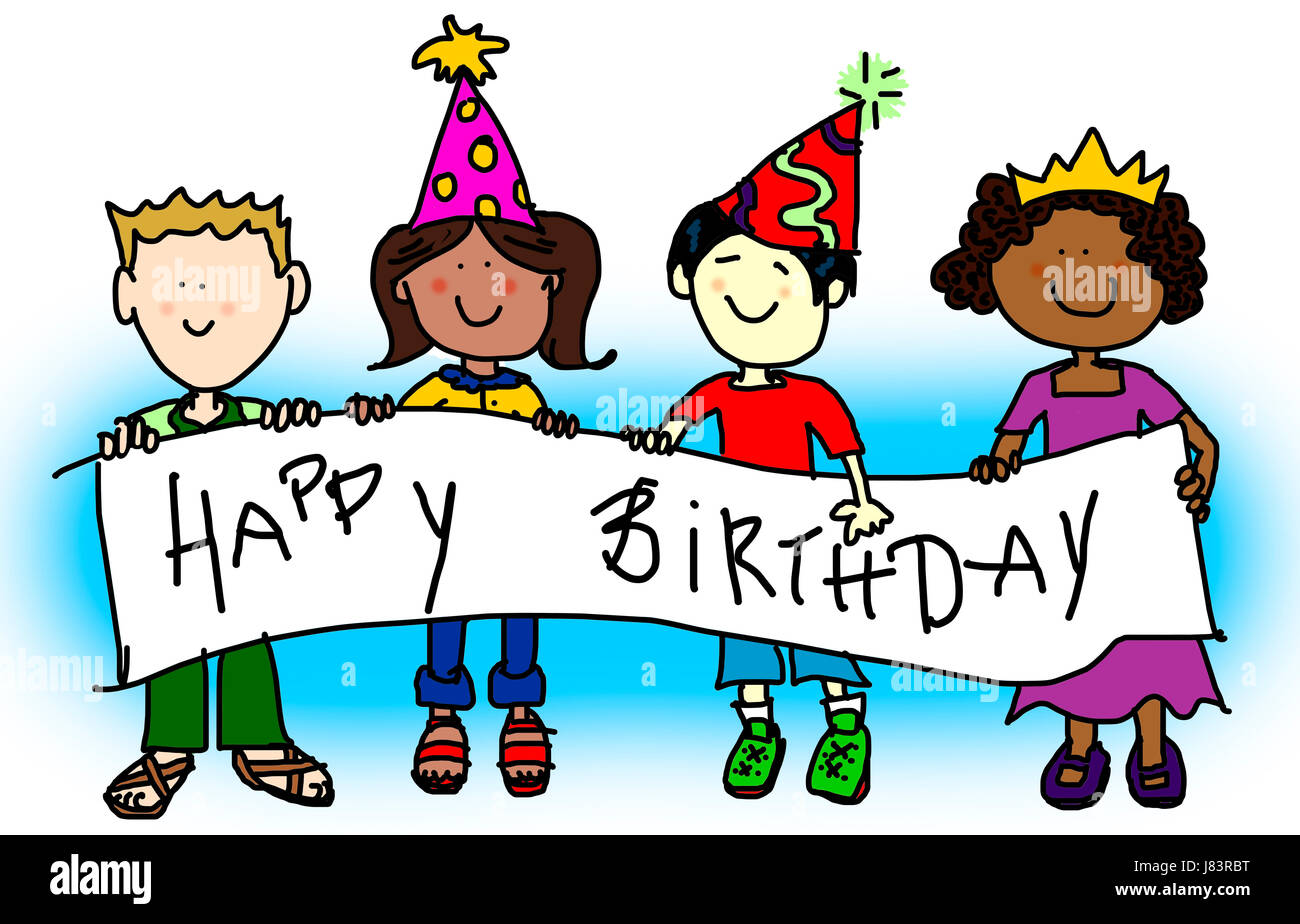 Abbildung Banner Charakter Nachricht Zeichen kid Cartoon Geburtstag ...