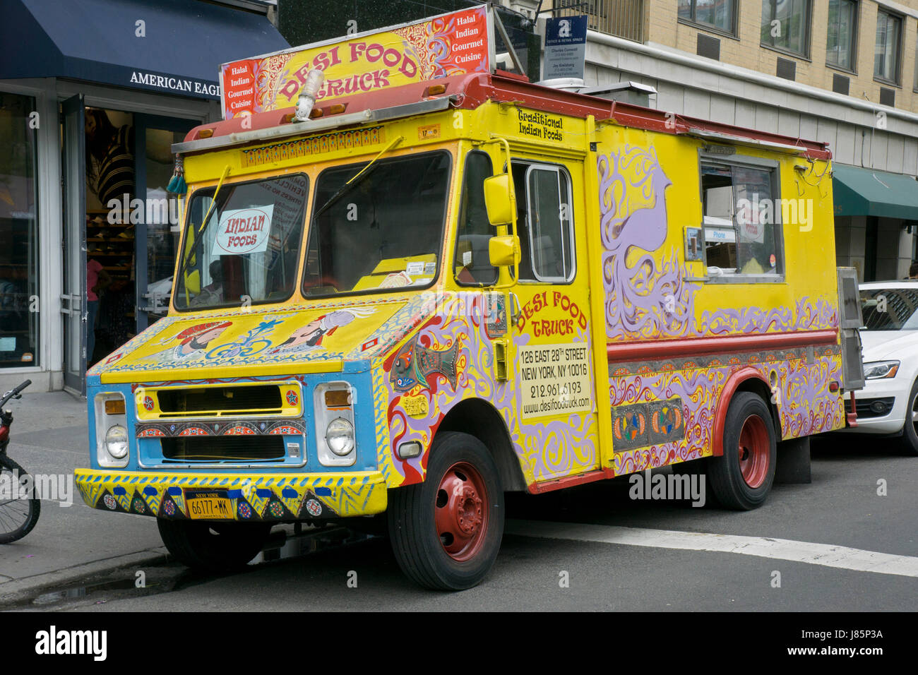 Ein indisches Essen LKW geparkt neben dem Union Square Park in Downtown ...