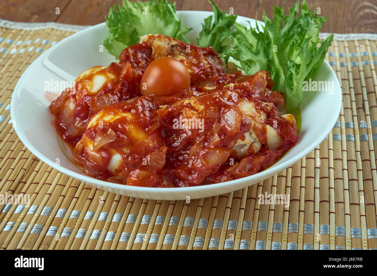Eritreische Spicy Chicken - Tsebhi-Dorho.African Küche Stockfotografie ...