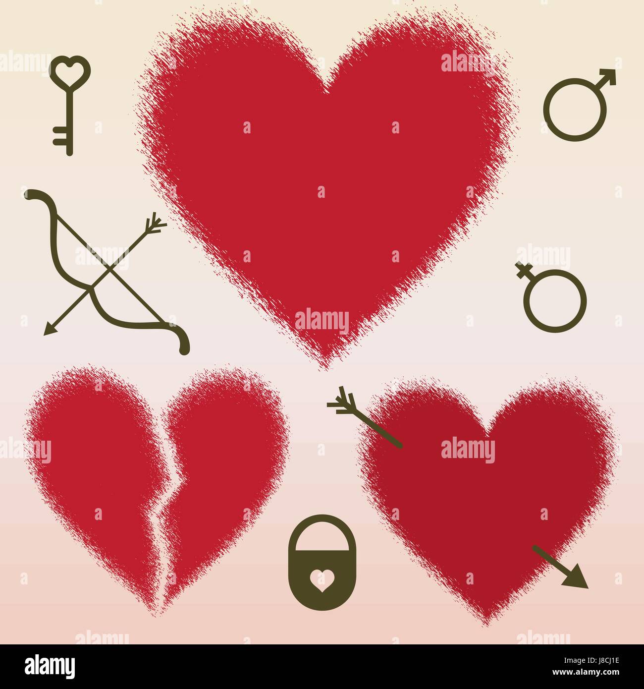 Harts und Liebe Symbole Vektor-illustration Stock-Vektorgrafik - Alamy