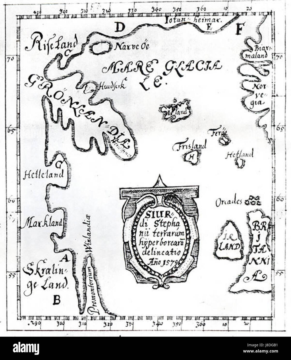 Mapa de Las Tierra Hiperboreas Sigurdur Stefansson 1579 Stockfotografie ...