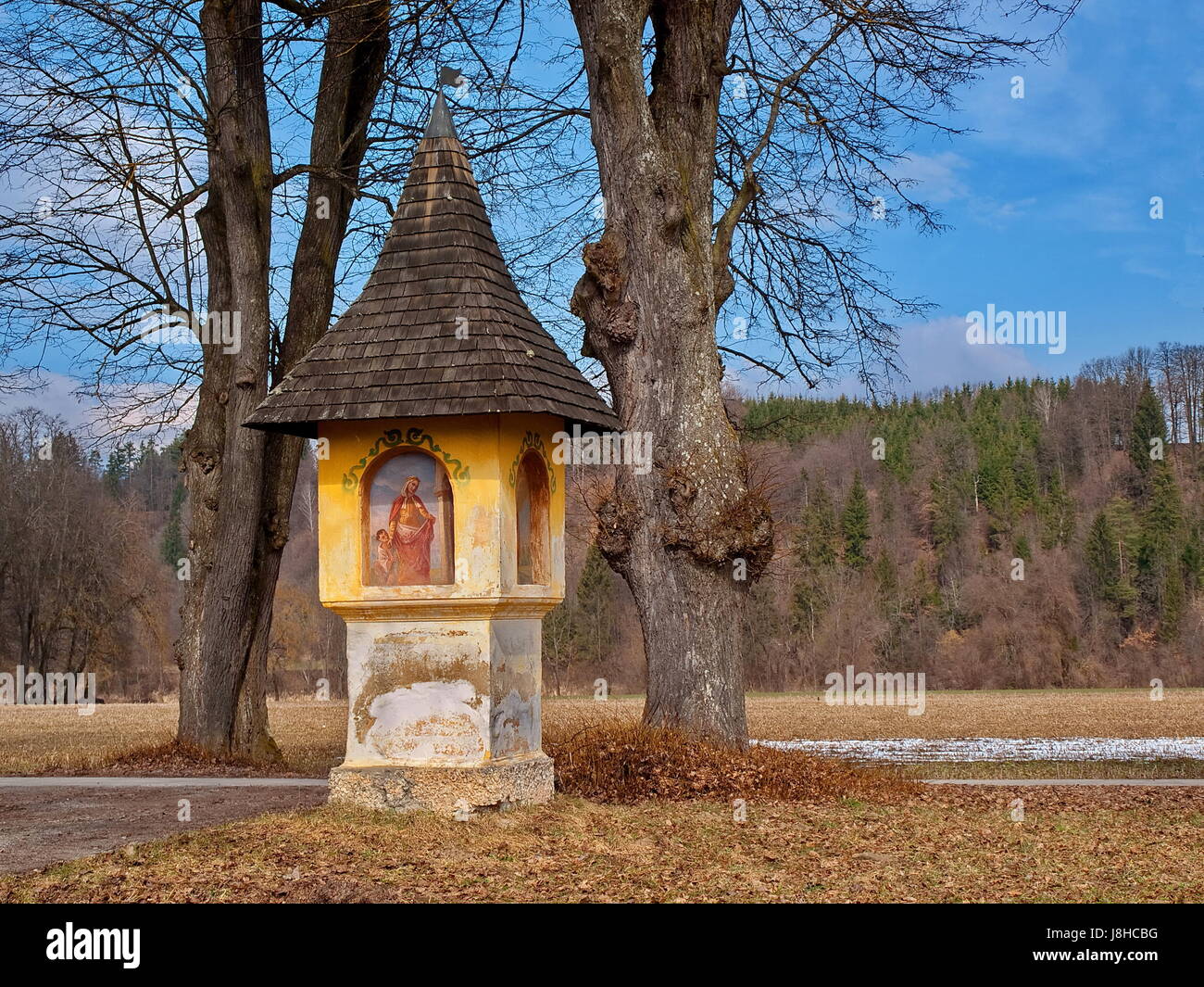 Kärnten, karg, stinted, fallen, Herbst, Bildstock, Rosegg, Drautal ...