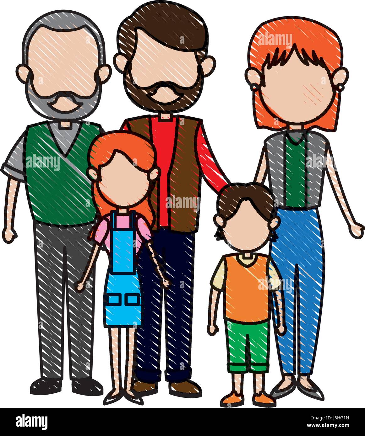 Familie Eltern mit Kindern. Vater, Mutter, Kinder, Opa Stock-Vektorgrafik - Alamy