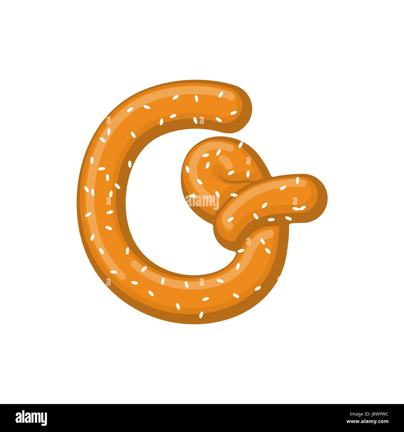 Buchstabe G Brezel. Snack-Schriftartsymbol. Essen-Alphabet-Zeichen ...