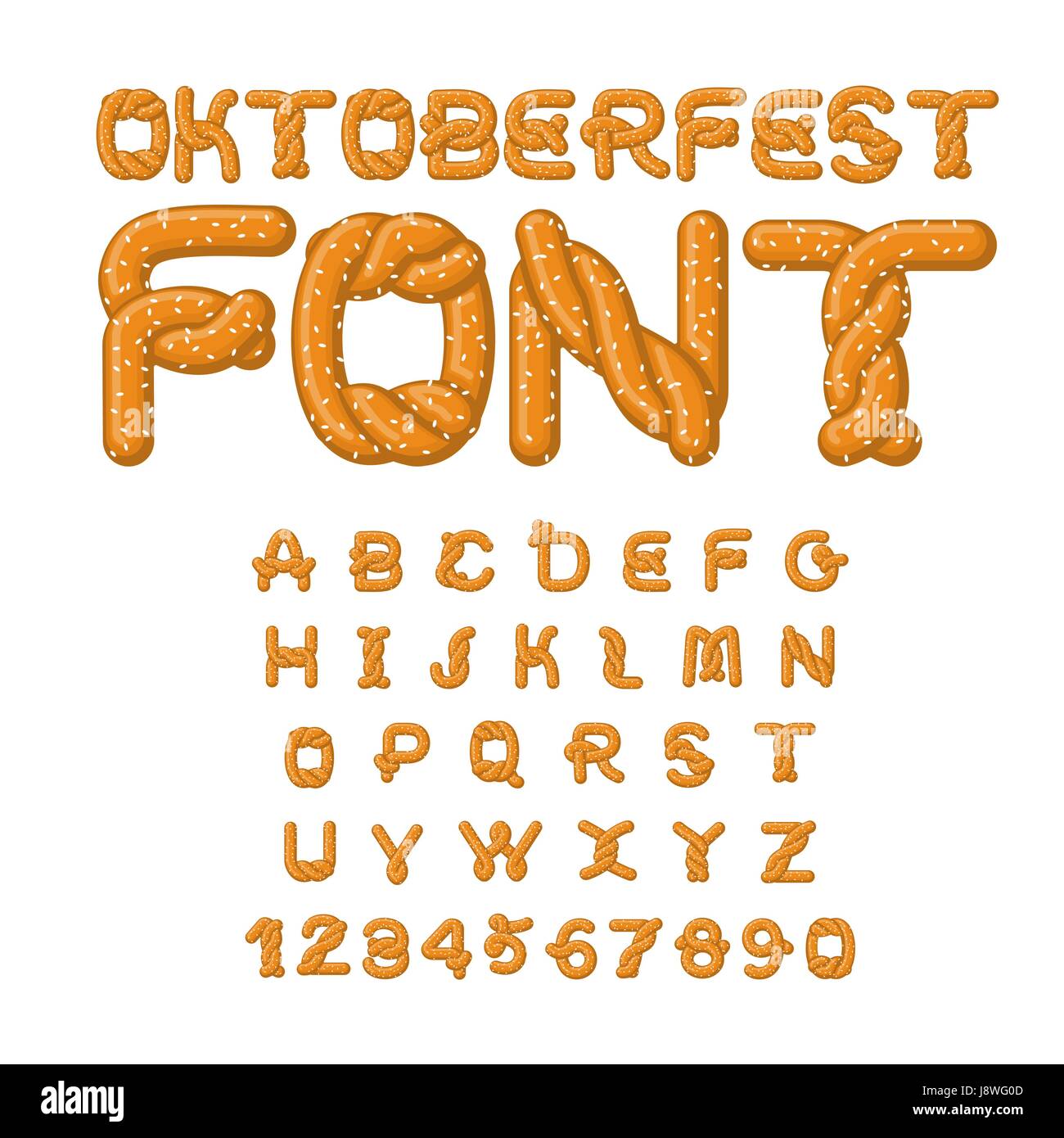 Oktoberfest-Schriftart. Brezel-Alphabet. Traditionelles deutsches Essen ...