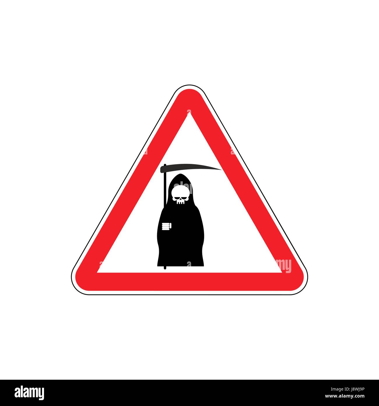 Aufmerksamkeit der Tod. Gefahren des roten Schild. Grim Reaper Vorsicht ...