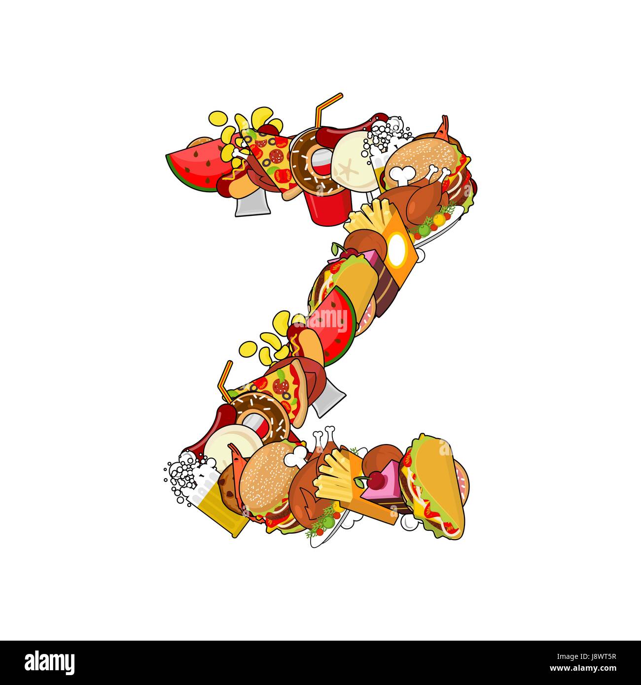 Buchstabe Z essbar. Alphabet-Zeichen von Lebensmitteln. Futter Konzept ...