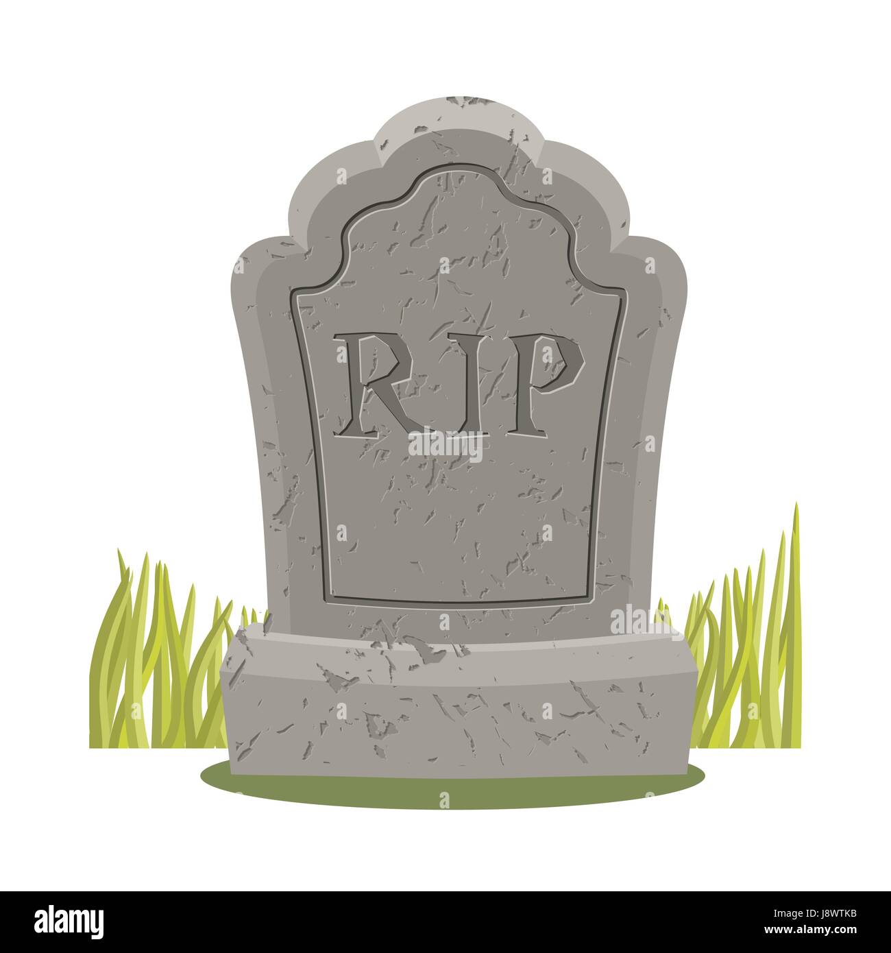 Grab isoliert. Alten Grabstein mit Rissen. Grabstein auf weißem ...