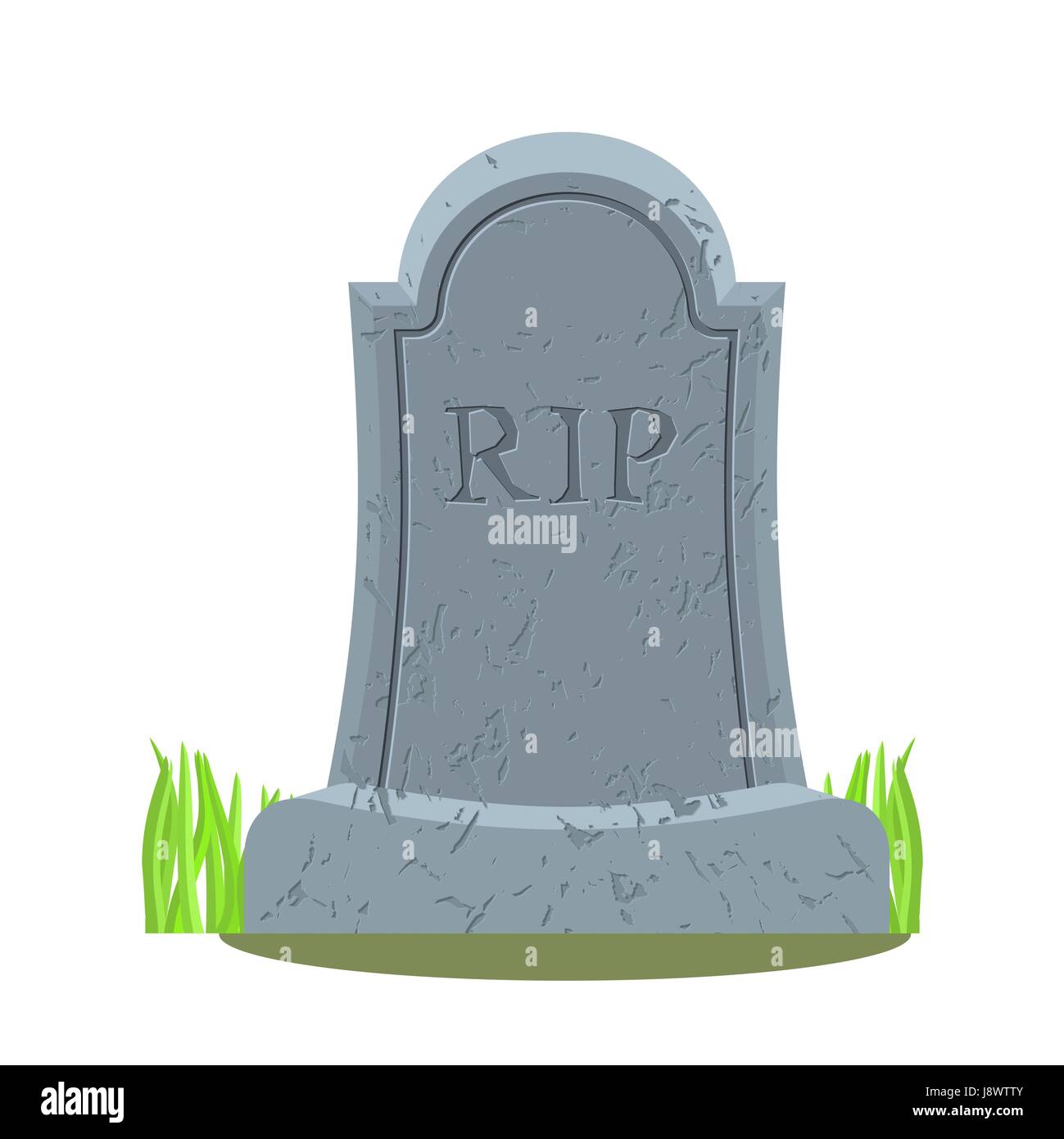 Grab. Alten Grabstein mit Rissen. Grab auf weißem Hintergrund. alten ...