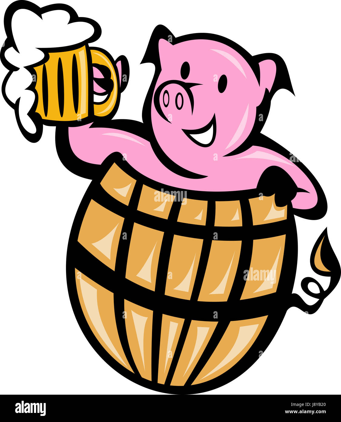 Schaum, Illustration, Bier, Fass, Besitz, Betrieb, Cartoon, Fass ...