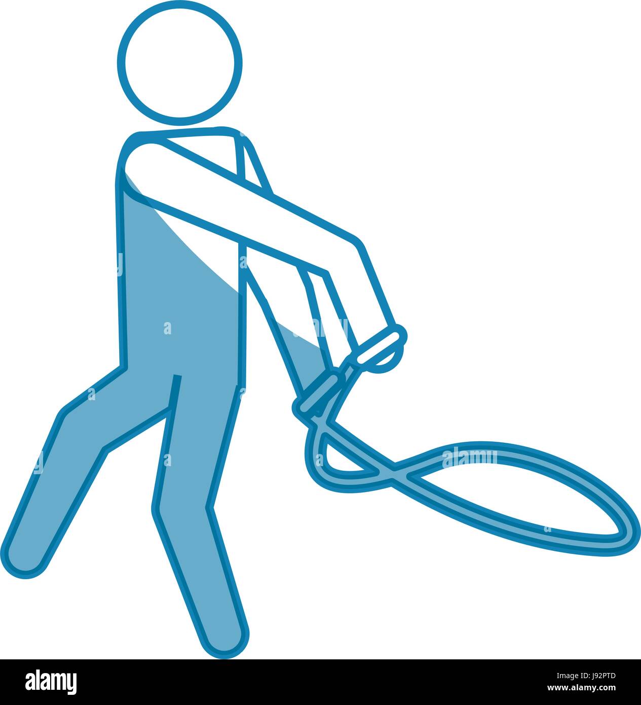 blaue Linie Piktogramm Mann springt Seil Training Stock-Vektorgrafik ...