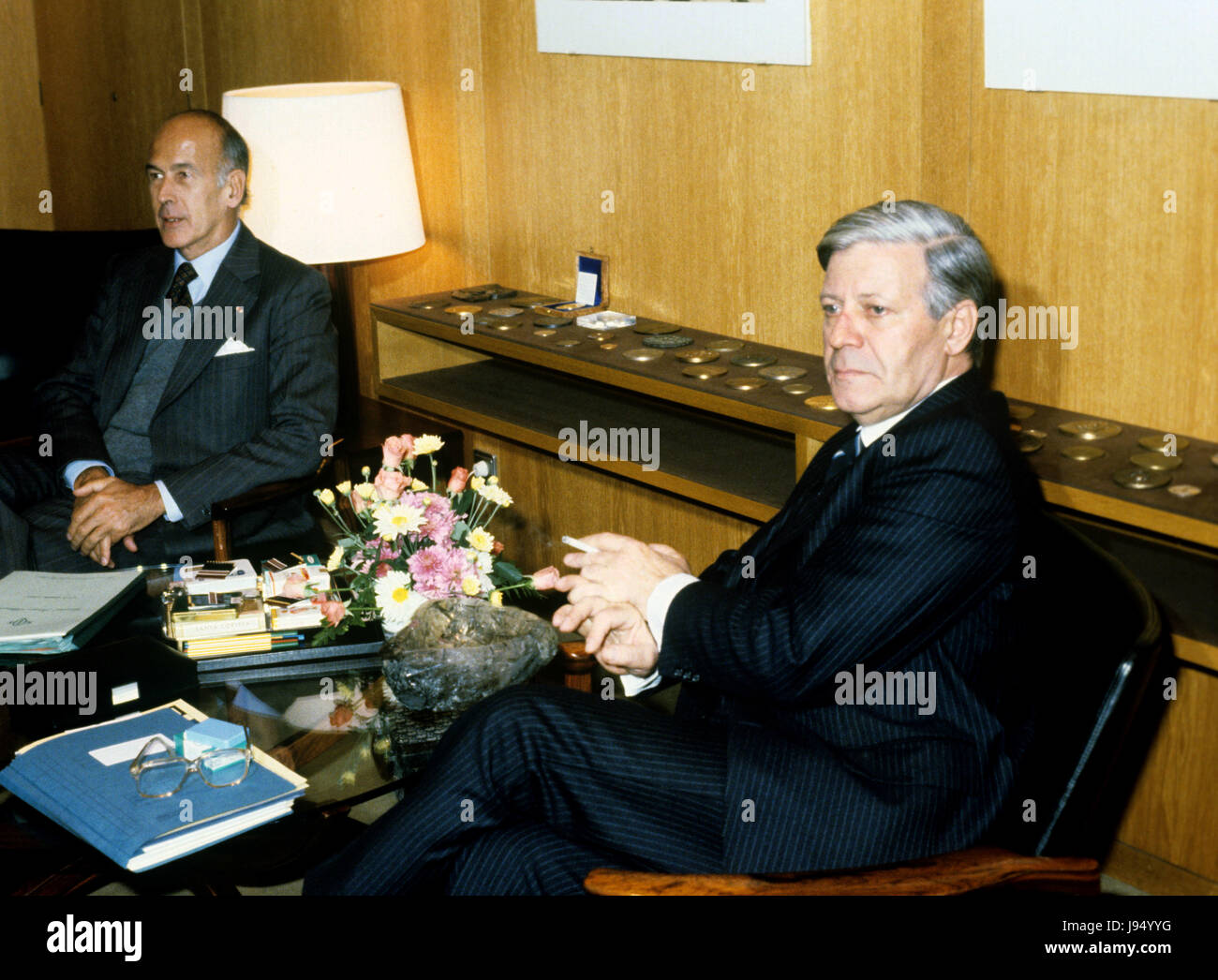 Französischen Sie Präsidenten Valery Giscard D'Estaing (l) am 2 ...