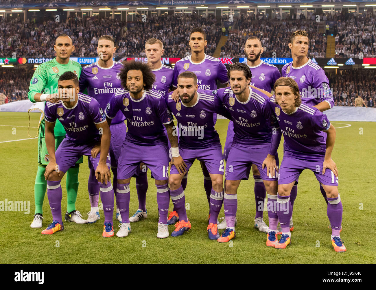 Cardiff, Wales. 3. Juni 2017. Real Madrid-Team Gruppe Line-up Fußball ...