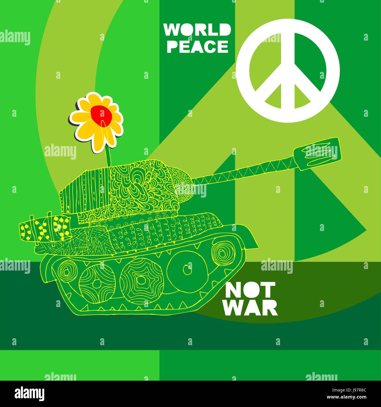 Kein Krieg Postkarte, Poster. Hippie-Hintergrund. Frieden in der Welt ...