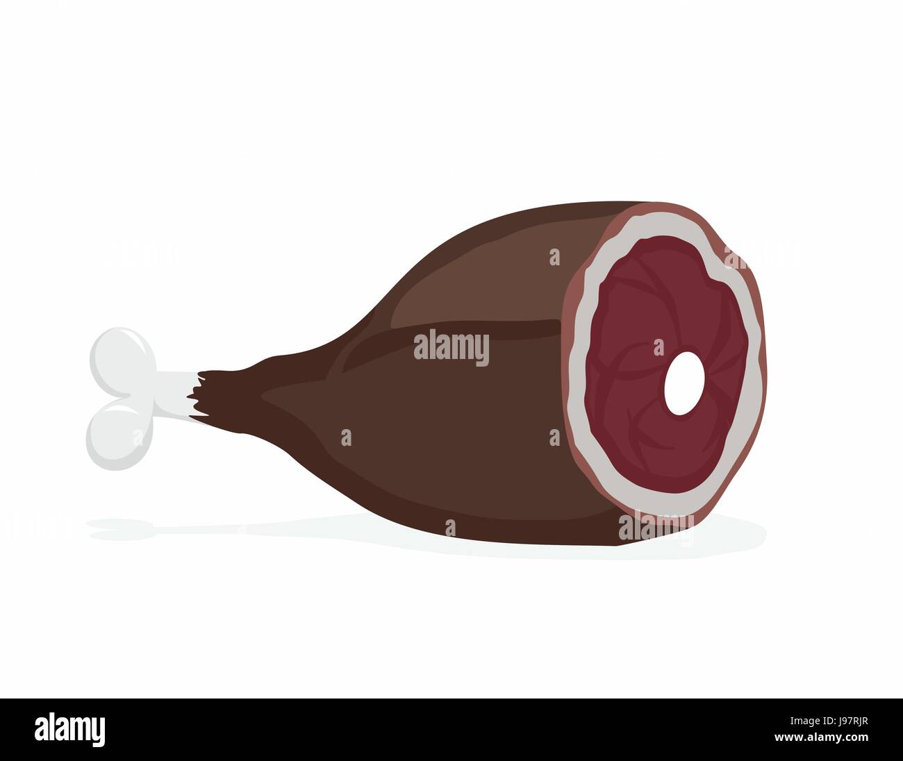 Gammon. Geräucherter Schinken. Fleisch am Knochen. Vektor-Illustration ...