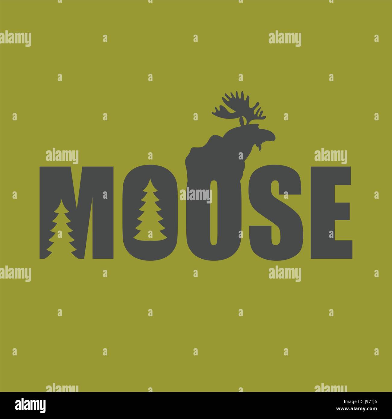 Logo, Emblem Elch Silhouette mit Text. Wildes Tier Vektor-illustration ...