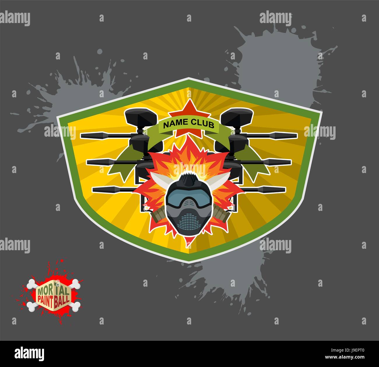 Paintball-Logo. Schild mit Flügeln. Emblem sterblichen paintbal Stock ...