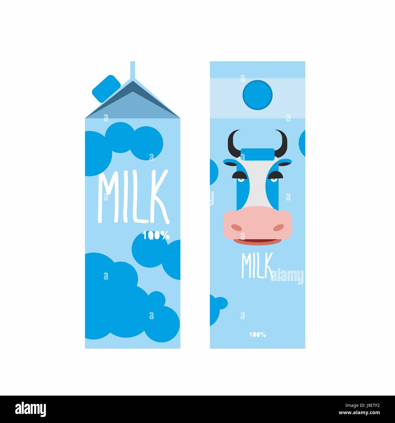 Verpackung von Milch. Template-Design Paket mit blauen Kuhmilch. Vektor ...
