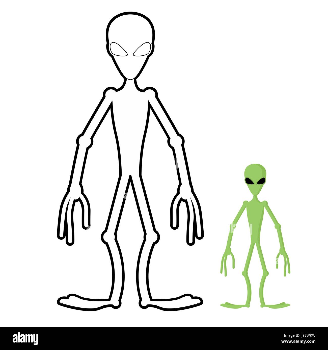 Alien cartoon illustration coloring page Ausgeschnittene Stockfotos und ...