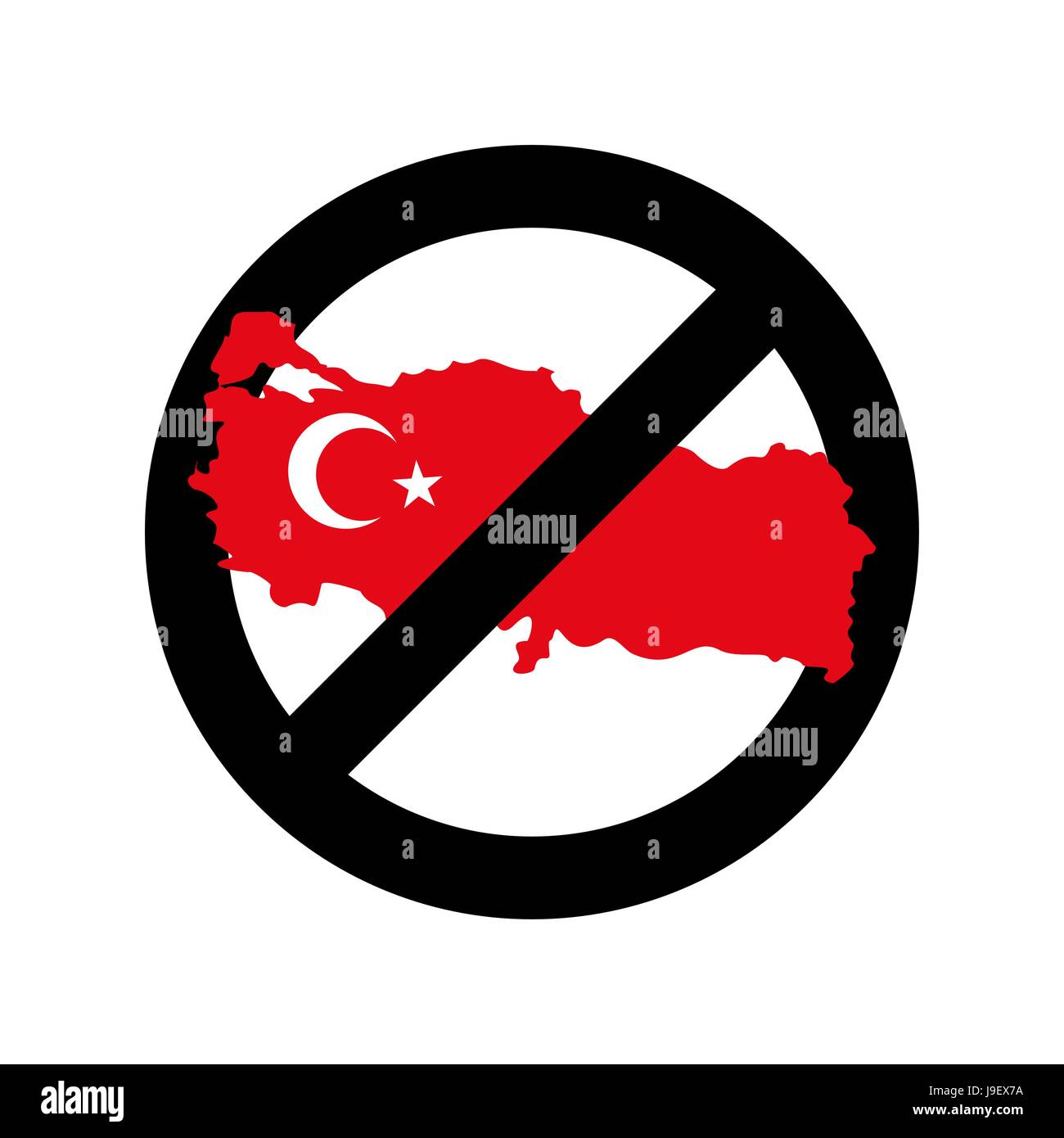 Türkei ist verboten. Emblem der Sanktionen für türkische waren und ...