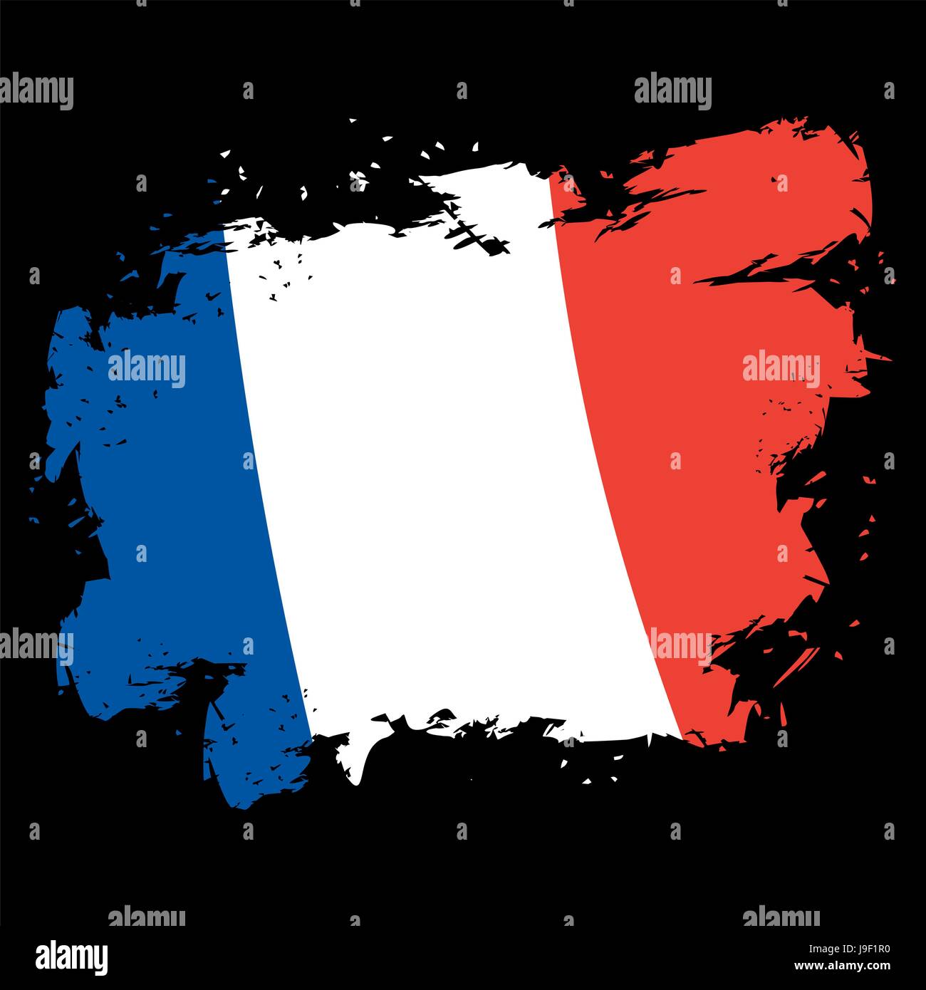 Frankreich-Flagge-Grunge-Stil. Pinsel und Tinte Splatter. Nationales ...