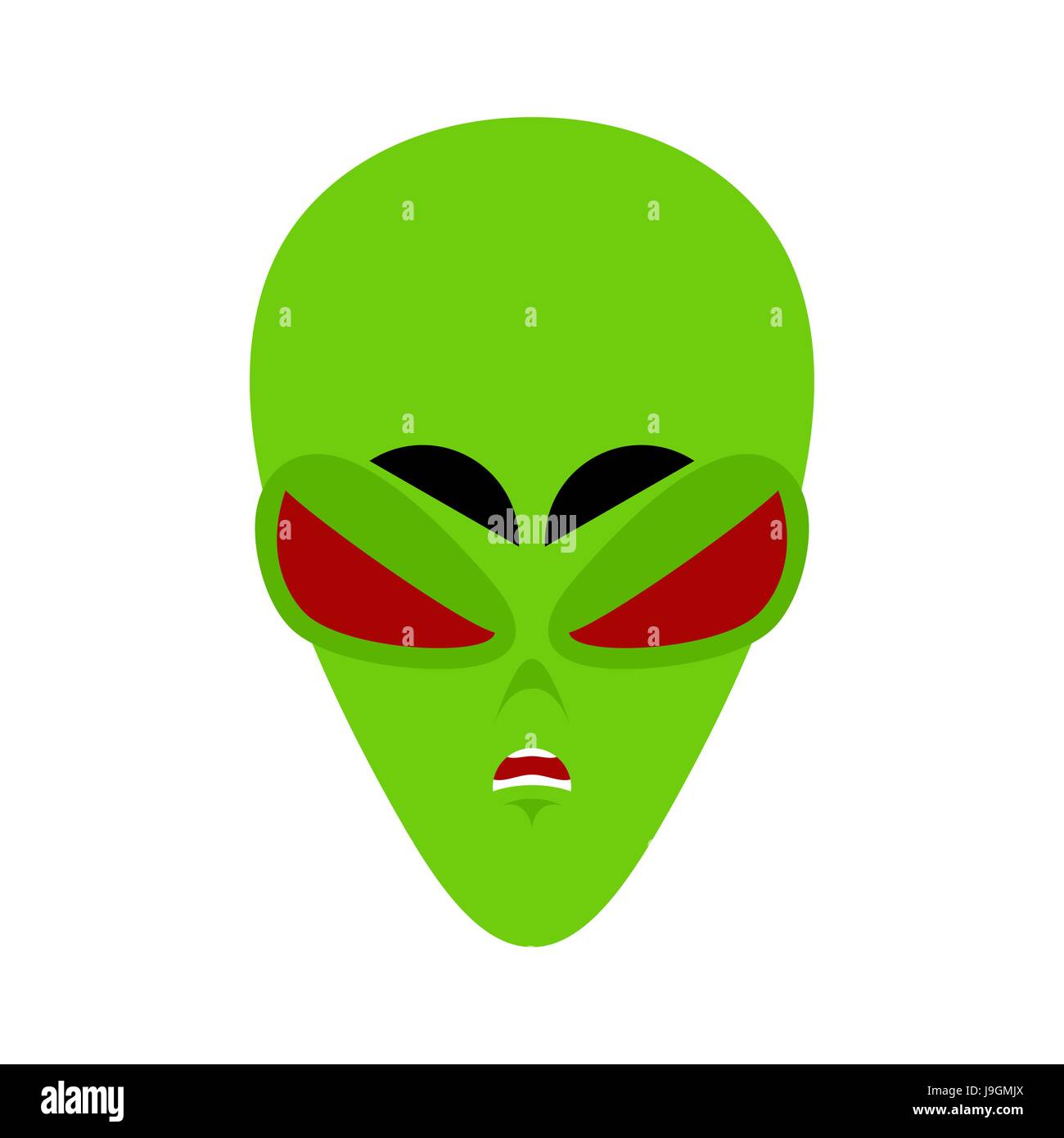 UFO wütend Emoji. Grüne Aliengesicht Aggressive Emotionen. Martian ...