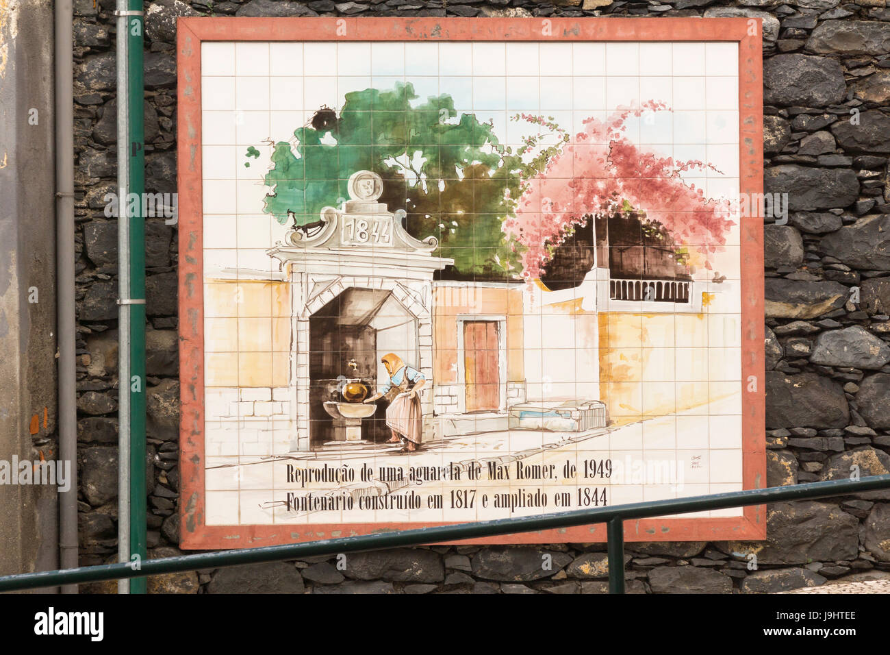 Eine Reproduktion von ein Aquarell von Max Römer neben dem ...