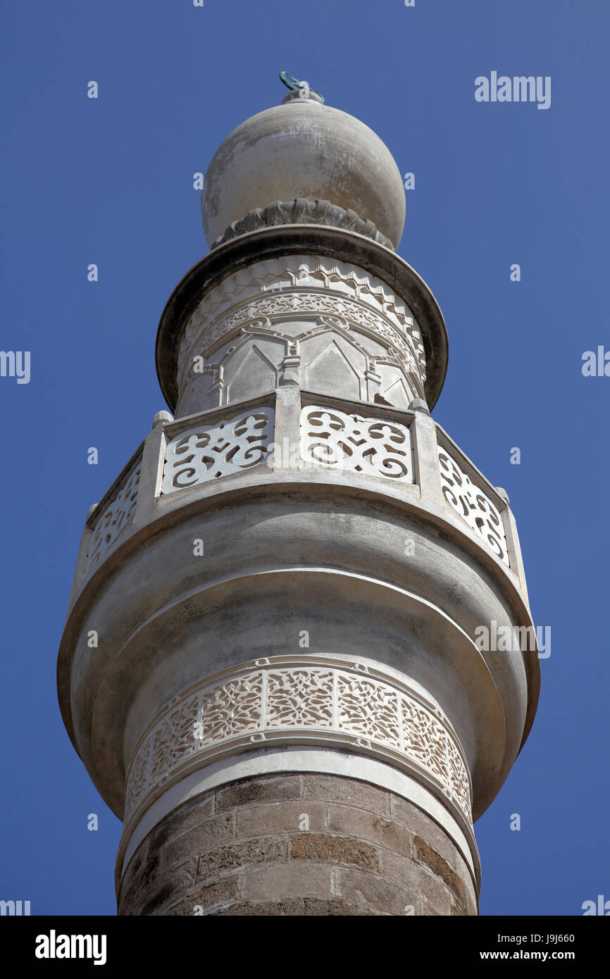 Das Minarett der Murad reis Moschee in Rhodos, Griechenland ...