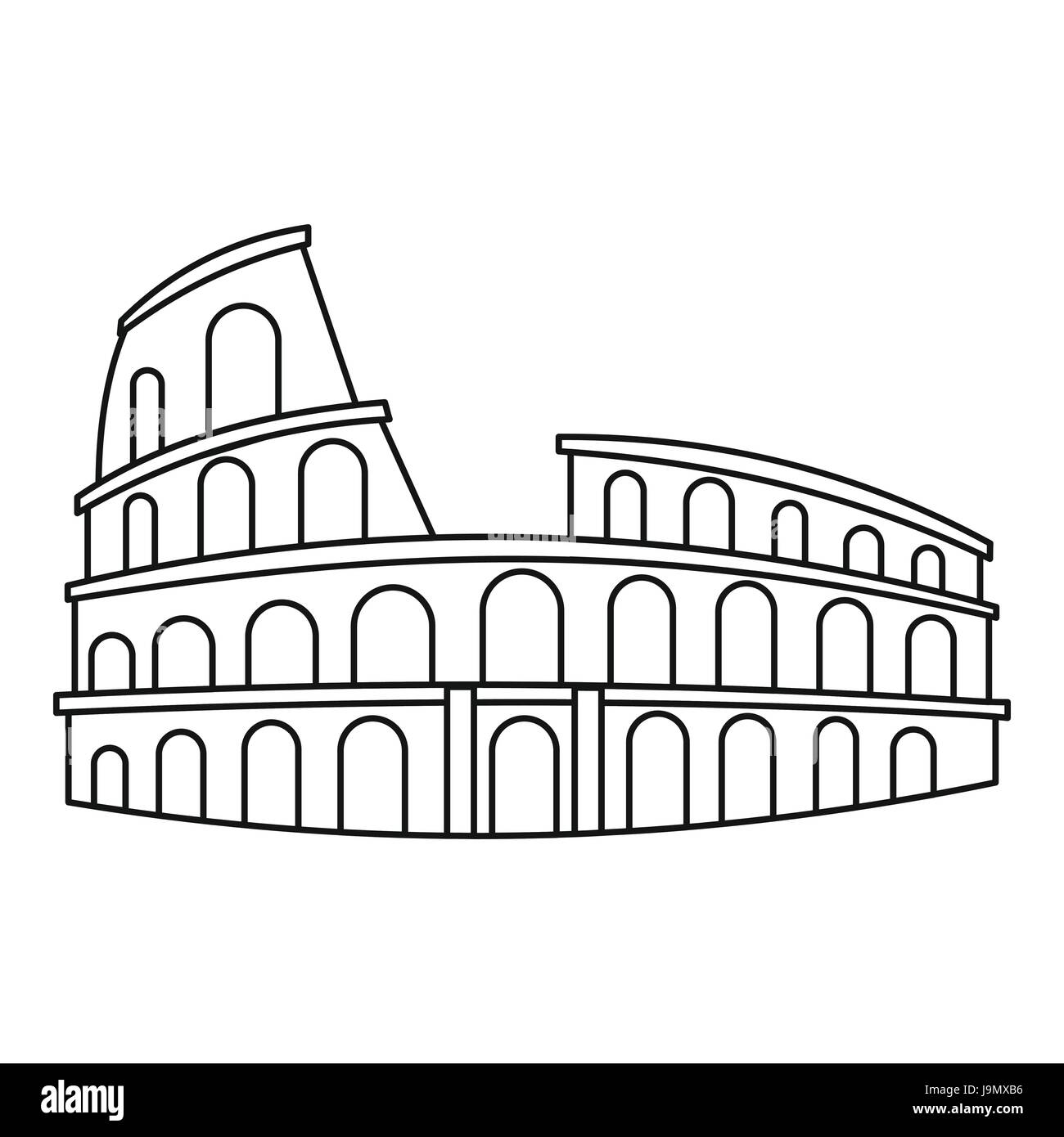 Kolosseum in Rom Symbol, Umriss-Stil Stock-Vektorgrafik - Alamy