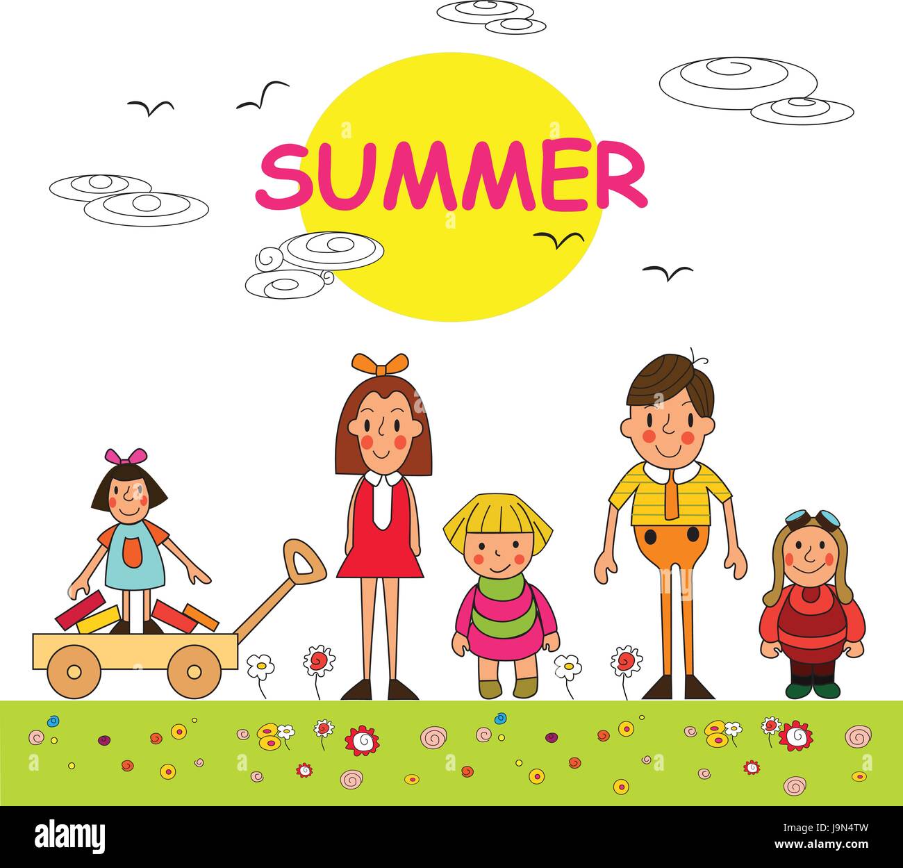 Gruppe von Kinder-Sommer-jungen und Mädchen. Kinder-Sommer-Urlaub im ...