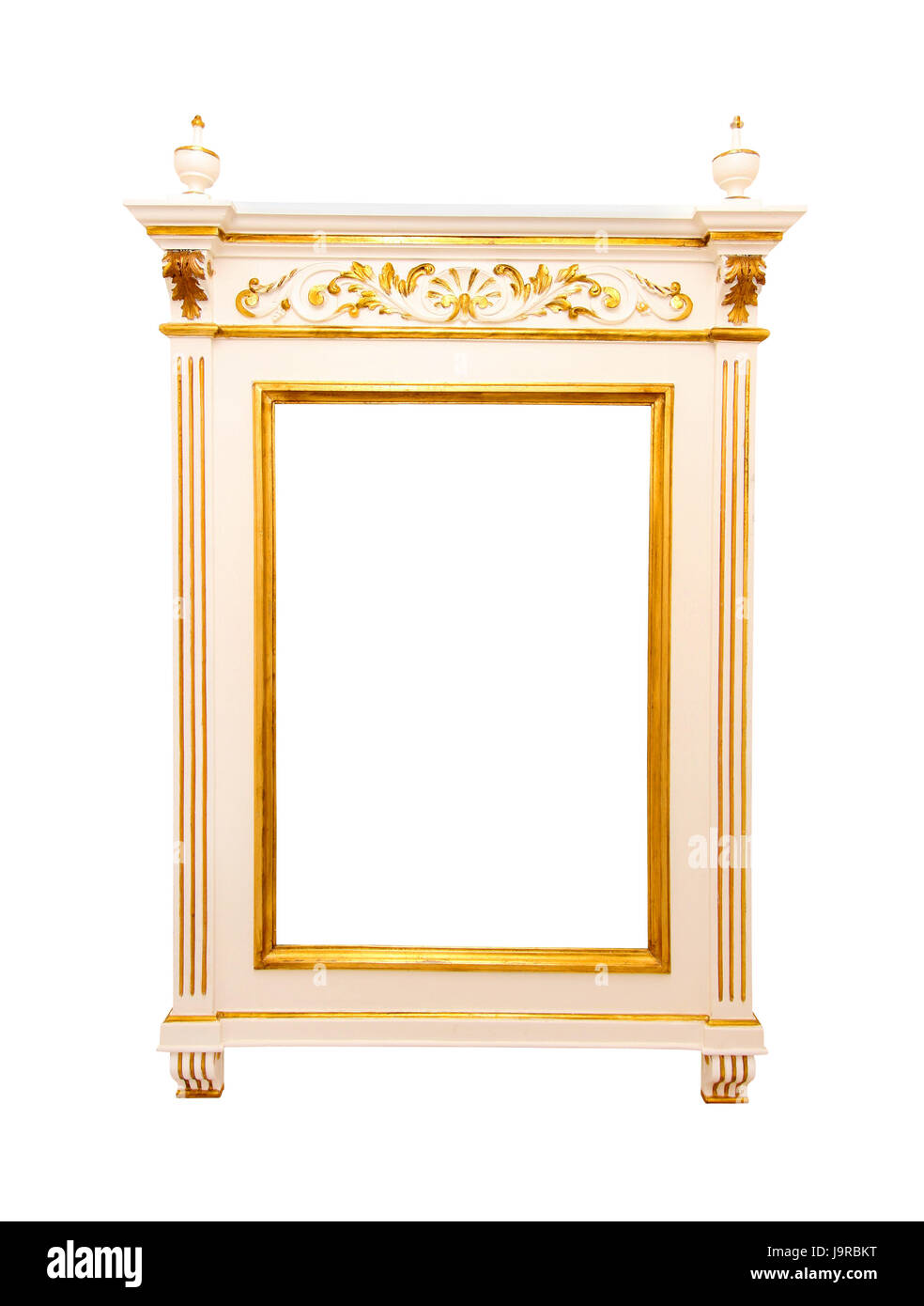 isoliert, antik, Rokoko, Rahmen, alt, weiß, Gold, Rahmen, Stil ...