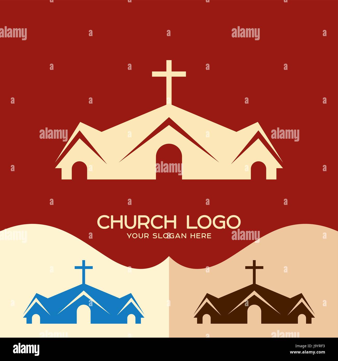 Logo der Kirche. Cristian Symbole. House Of God Stock-Vektorgrafik - Alamy