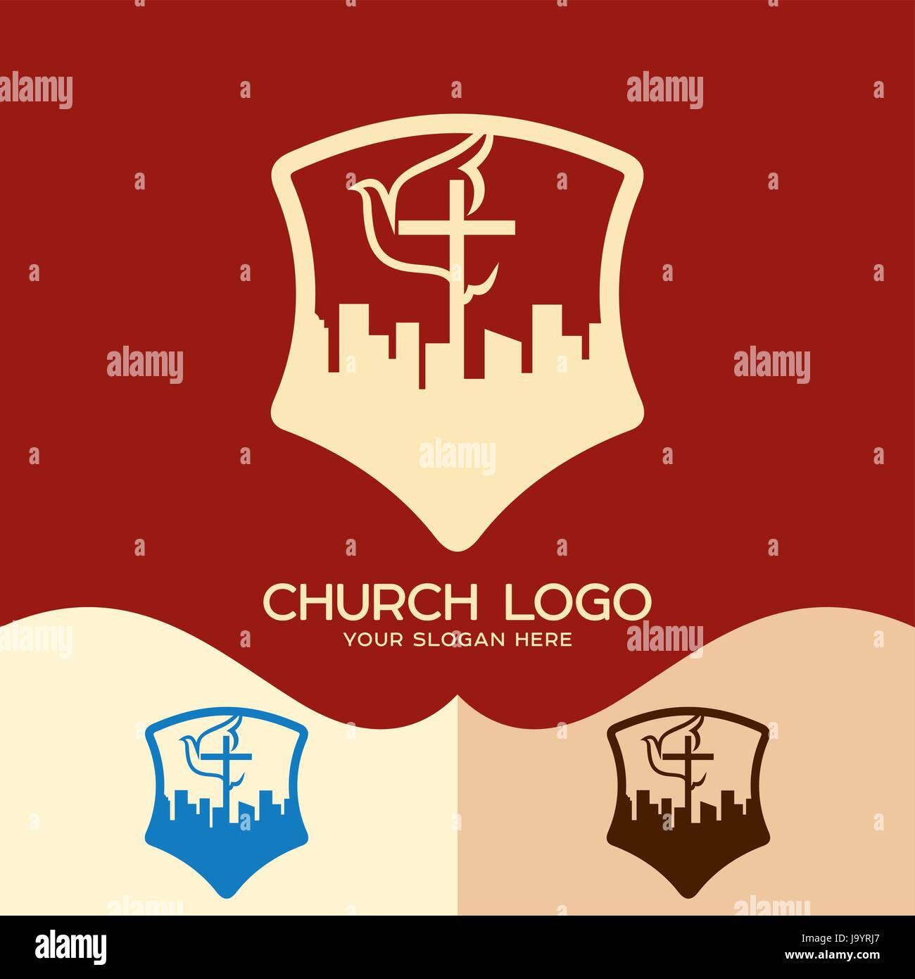Logo der Kirche. Cristian Symbole. Die Kirche Jesu Christi mitten in ...