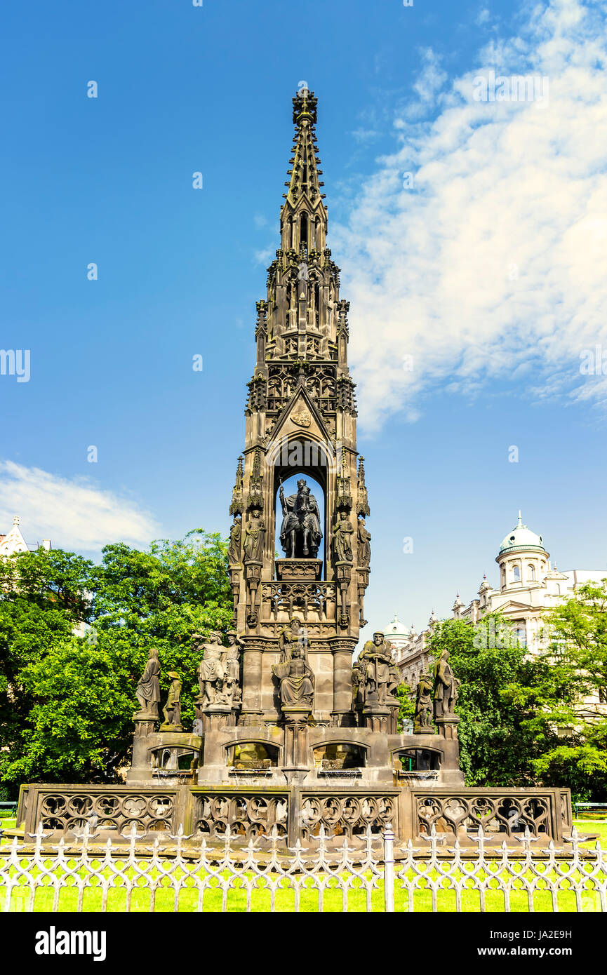 Denkmal, Statue, Sehenswürdigkeiten, Prag, Gotik, Haus, Gebäude, Turm ...