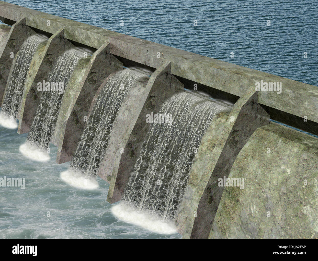 Fluss, Illustration, Damm, Damm, Struktur, Render, Fluss, Wasser ...