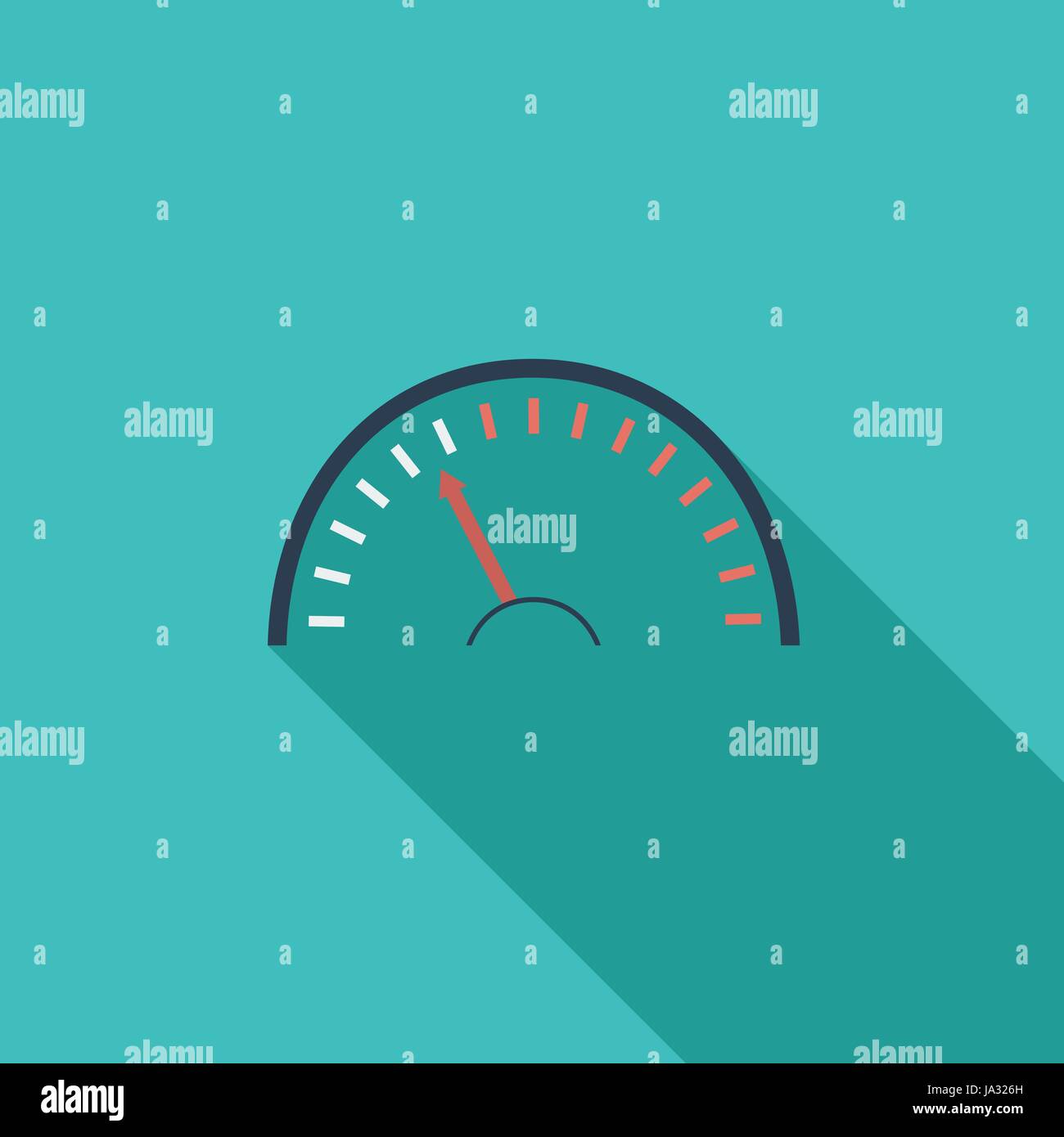 Tacho-Symbol. Flache Vektor zugehörige Symbol mit langen Schatten für ...