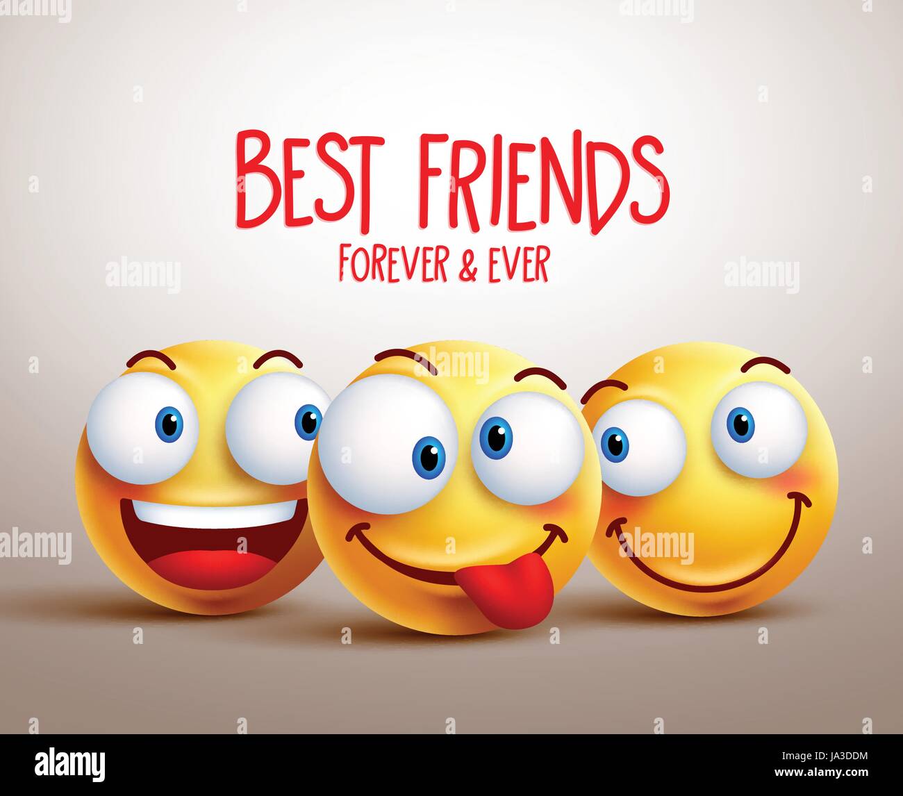 Beste Freunde Smiley Gesicht Vektor Designkonzept mit lustigen ...