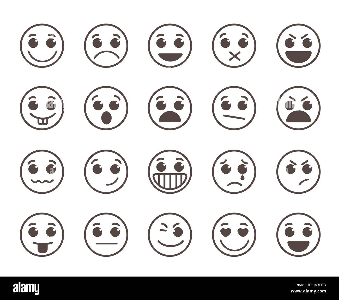 Smileys stehen niedliche Vektor Emoticon mit glücklich Mimik in gelbes ...