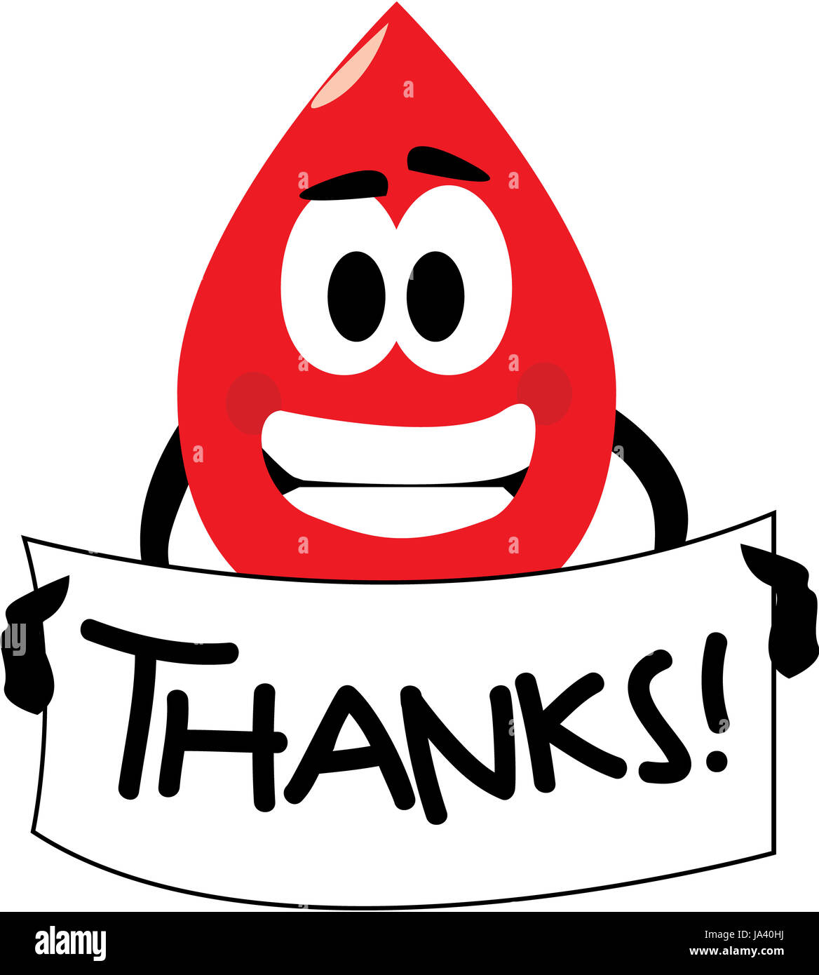 Vector Cartoon ClipArt ein Blutstropfen, ich danke Ihnen für die Spende ...