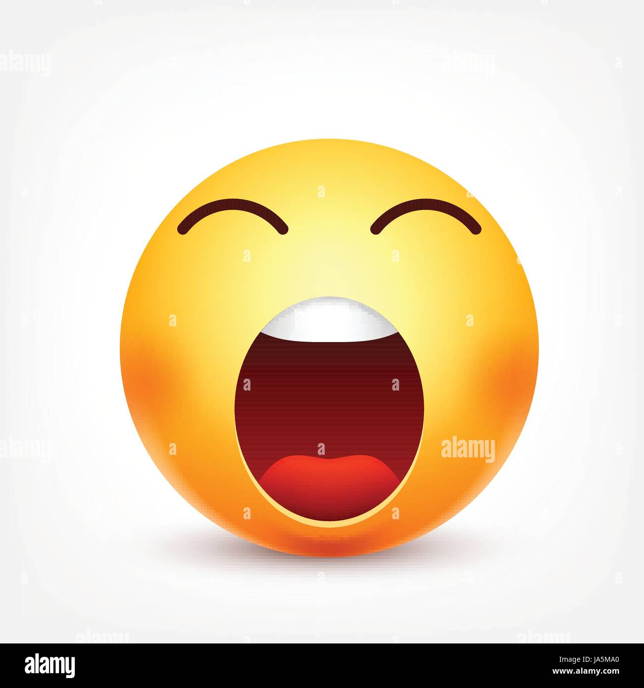 Smiley, müde Emoticon. Gelbes Gesicht mit Emotionen. Gesichtsausdruck ...