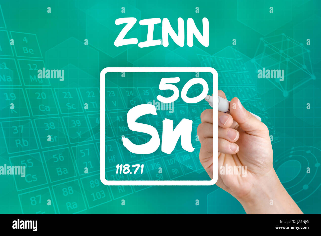 Symbol für das chemische Element Zinn Stockfotografie - Alamy