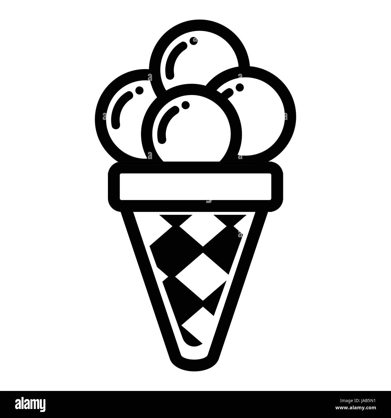 Kugeln Eis im Konus-Symbol. Umriss-Illustration der Kugeln Eis in Kegel ...