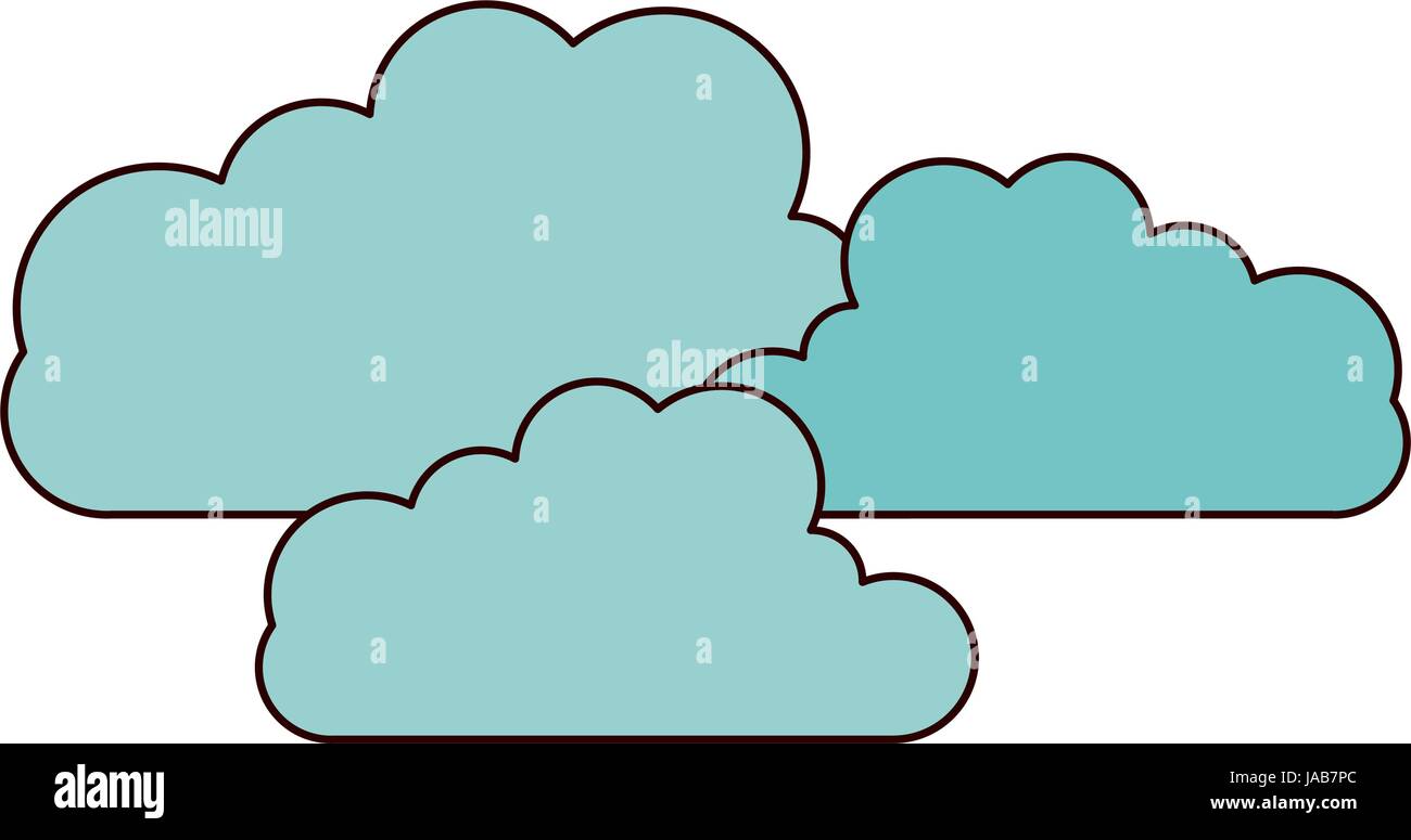 Farbe Skizze Silhouette inmitten Wolke Form Cumulus-Symbol Stock ...