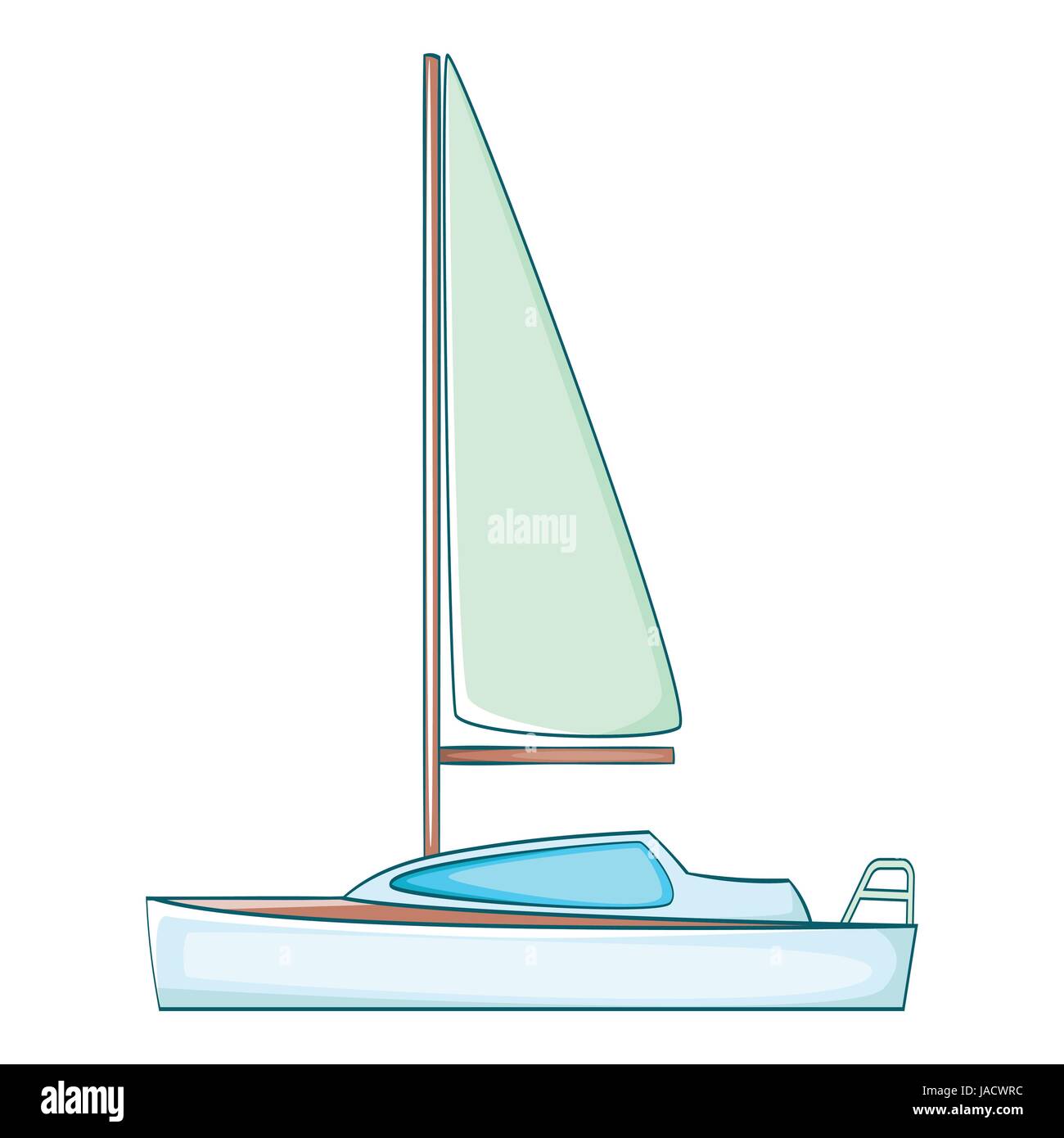 Motoryacht mit Segel-Symbol. Cartoon-Illustration der Yacht mit Segel ...