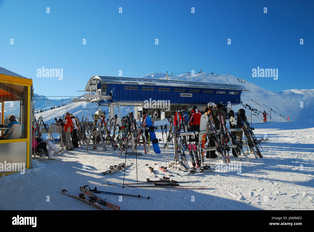 Österreich, Tirol, Berg Arl, St. Anton, Skigebiet nass-rein, Seilbahn ...