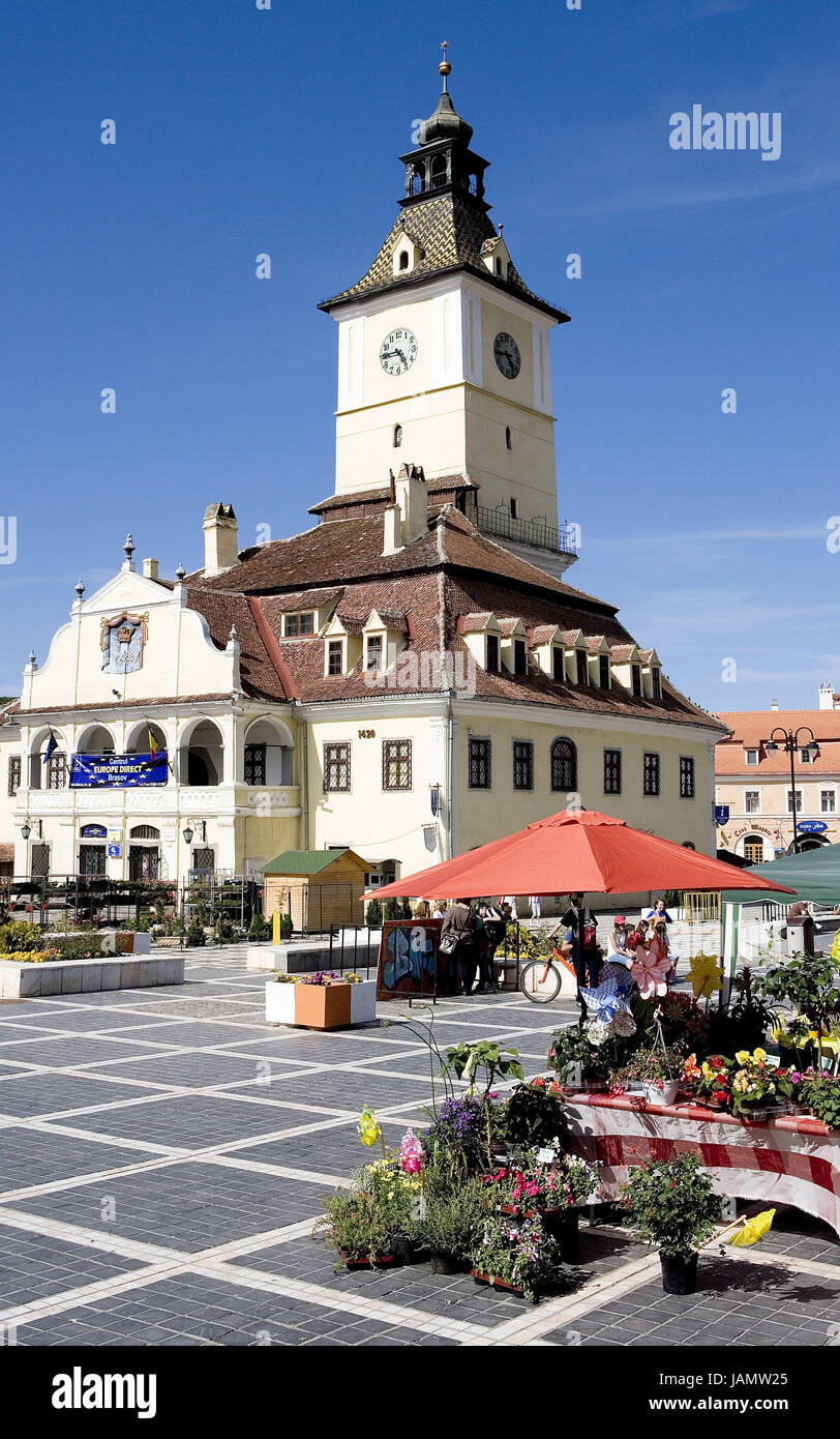 Rumänien, Brasov, Rathausplatz, altes Rathaus, Blumenladen, Stadt ...