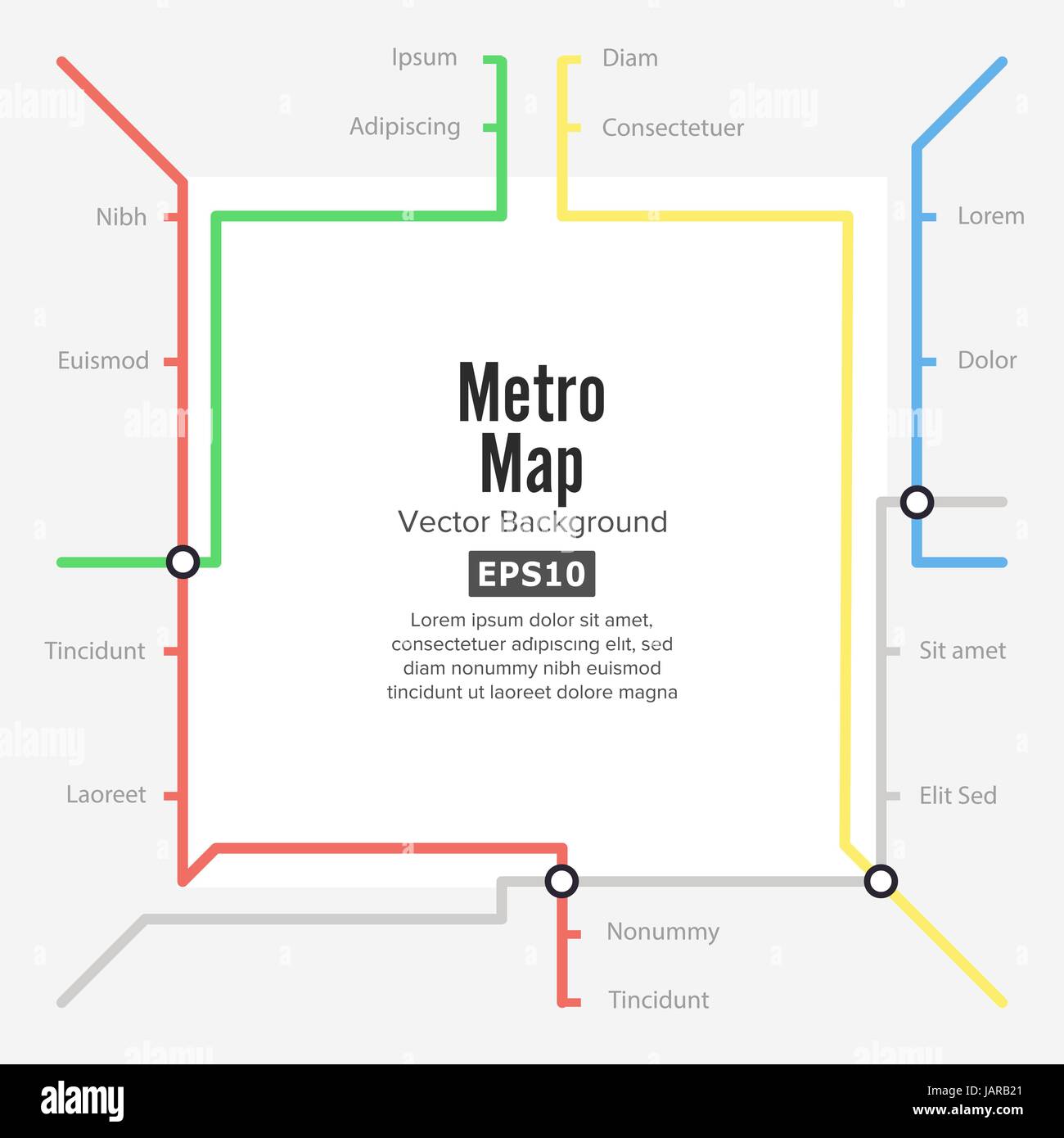 Metro Karte Vektor. S-Bahn-Illustration. Farbigen Hintergrund mit ...