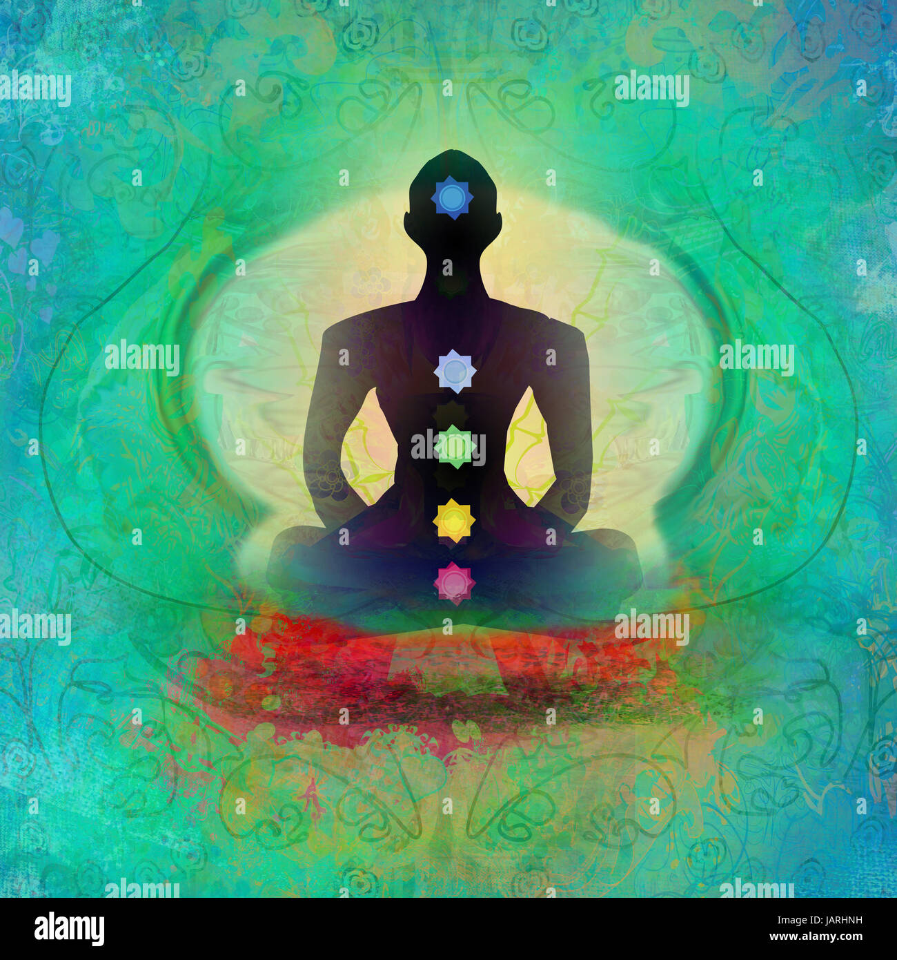 Yoga mann lotus pose padmasana chakra punkte -Fotos und -Bildmaterial ...
